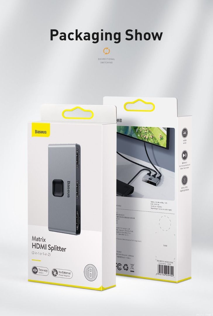 Baseus Matrix HDMI Splitter (2-in-1 or 1-in-2) – supports 4K@30Hz ...