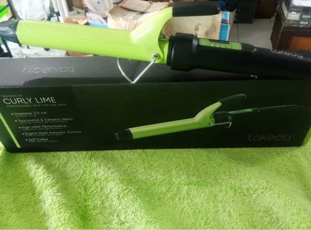 Catokan rambut curly TakedaPro TKD 8227/32 Catok Bulat Green Ceramic ...