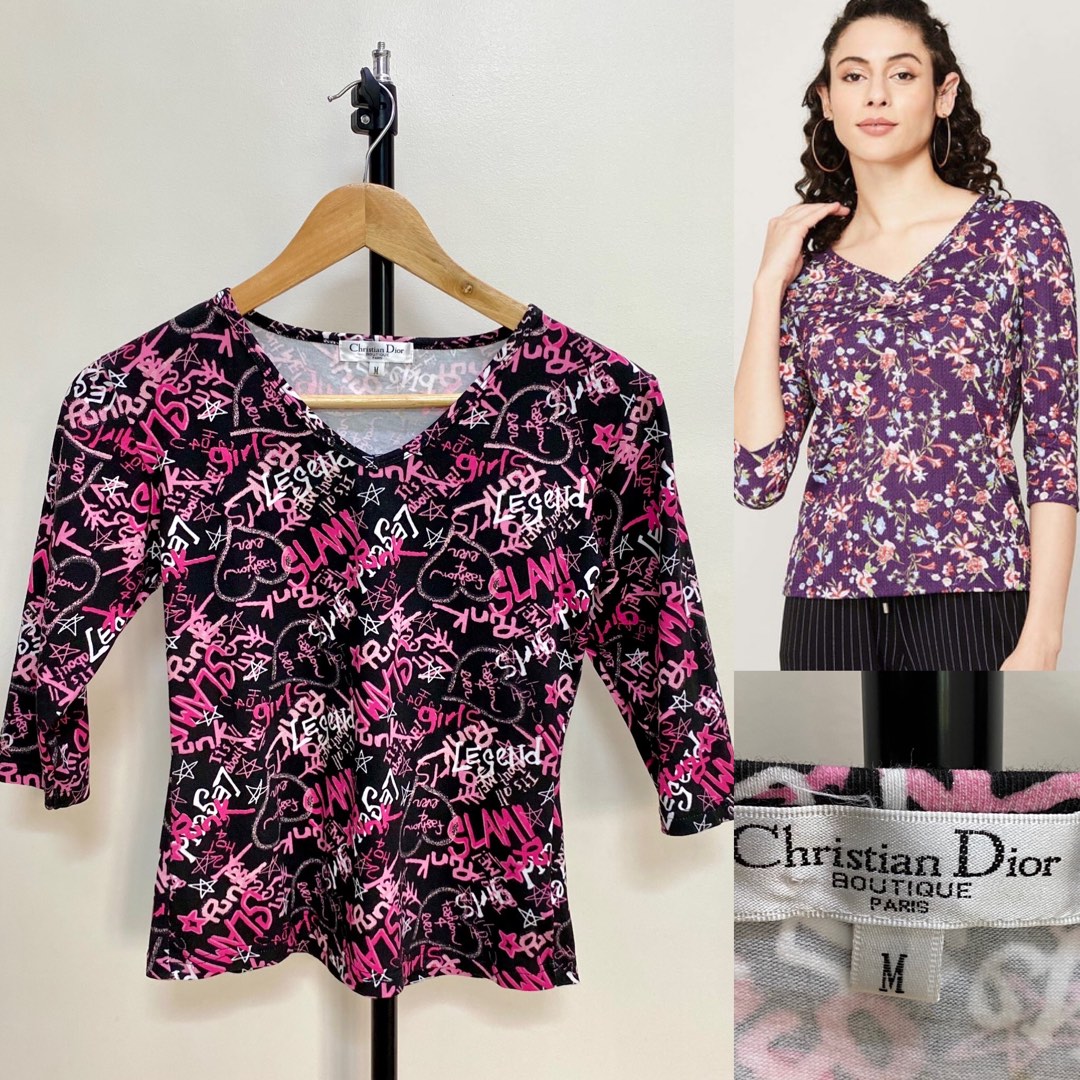 Christian Dior Y2K pink blouse, Luxury, Apparel on Carousell
