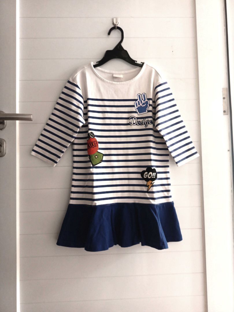 Dress salur putih biru Dodger MLB, Bayi & Anak, Baju Anak Perempuan, 8 ...