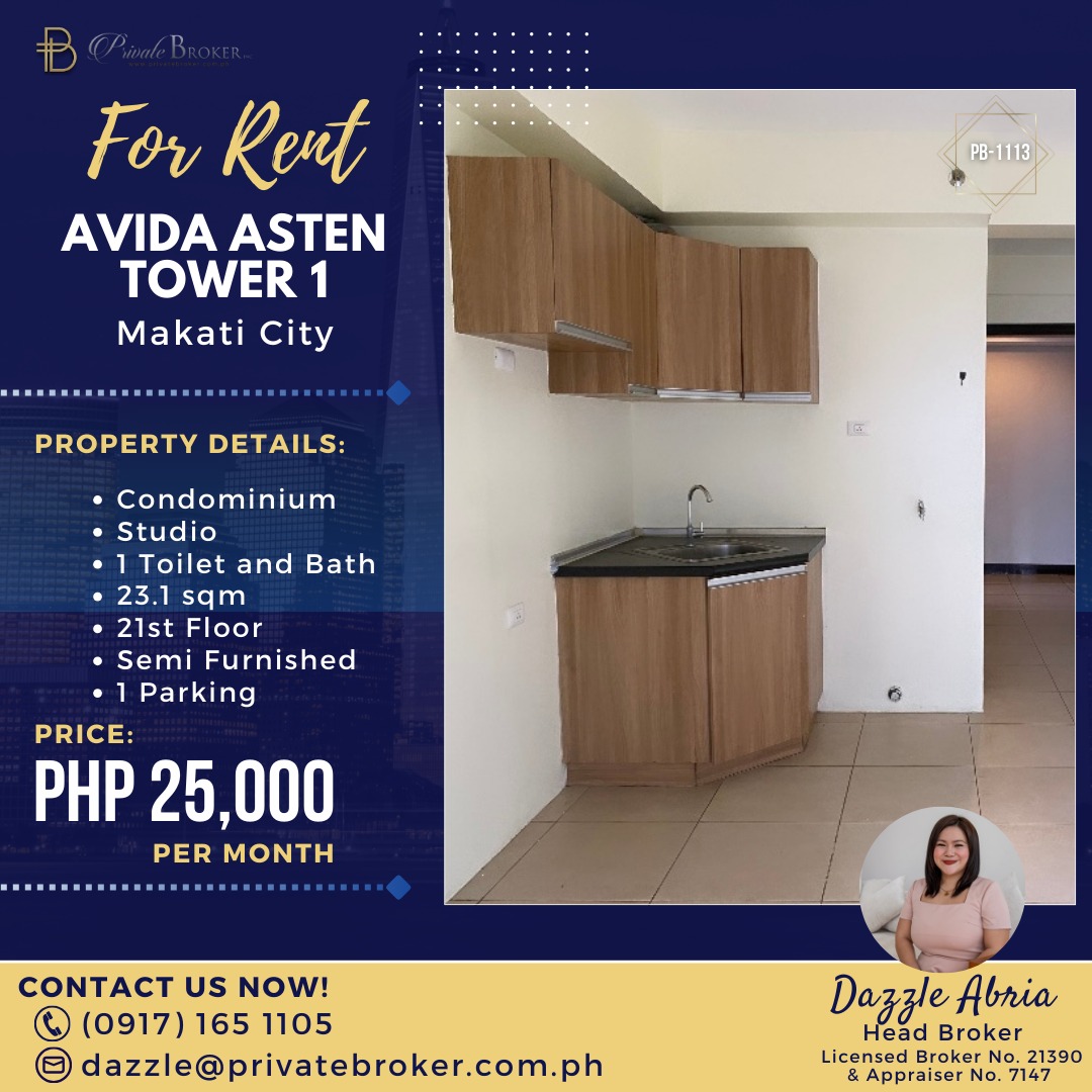 For Rent Studio Avida Asten Makati, Property, Rentals, Apartments ...