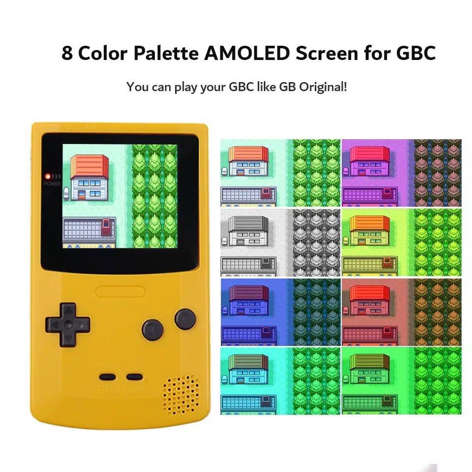 Gameboy Color OLED screen GBC OLED display with clear white housing ...
