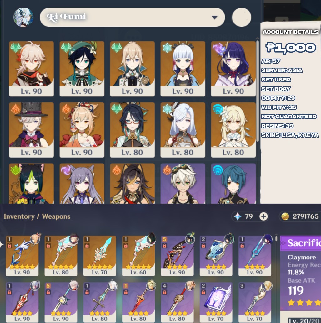 Genshin Impact Acc For Sale!!, Video Gaming, Video Games, Others on Carousell