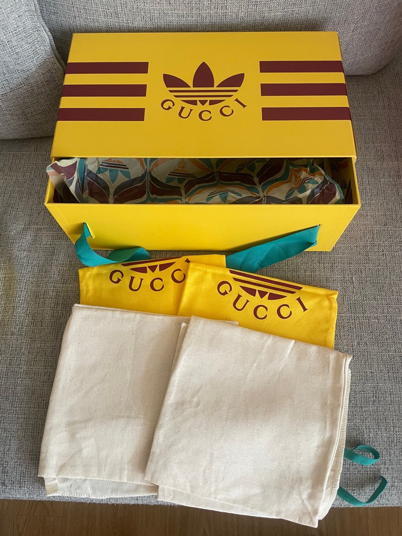 Gucci adidas shoe box with dustbags, Women's Fashion, Footwear, Flats & Sandals on Carousell