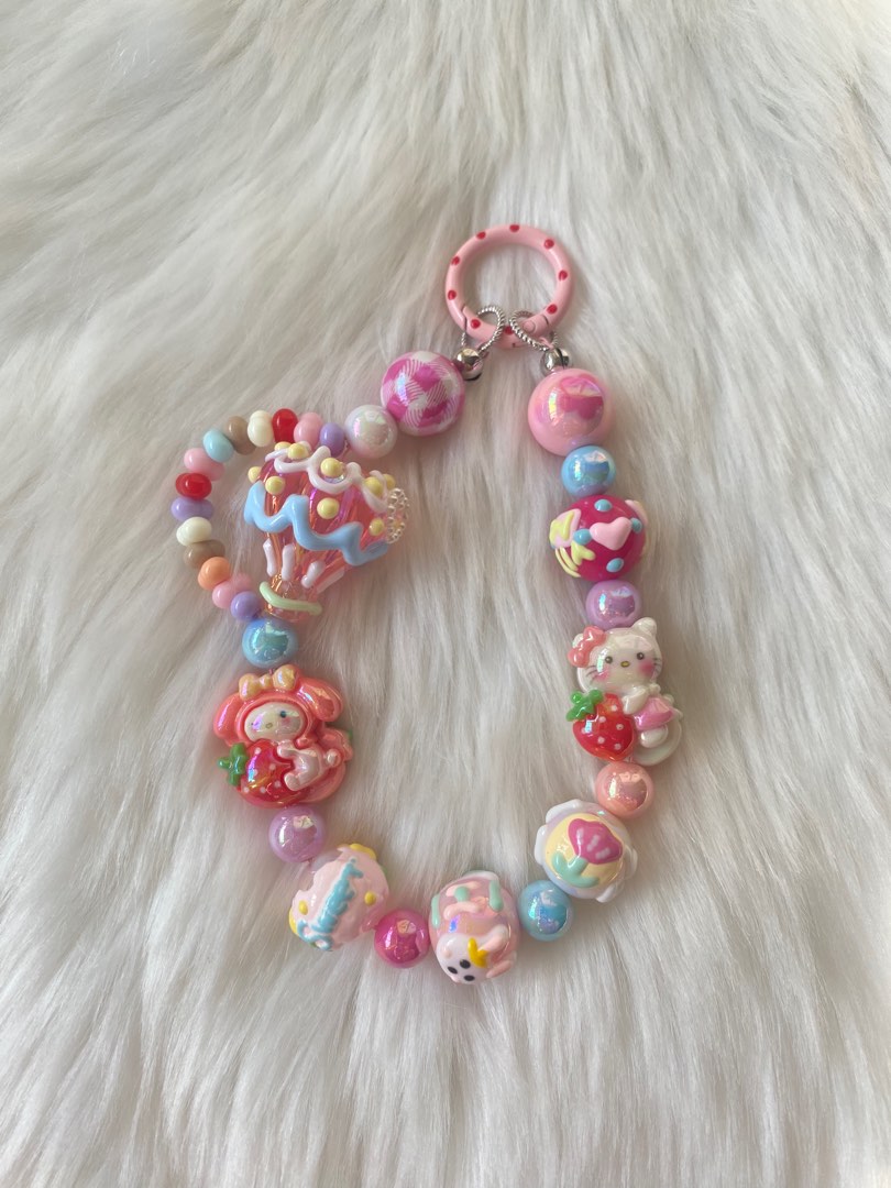 Handmade Hello Kitty and Melody phone charm, Hobbies & Toys, Stationery ...