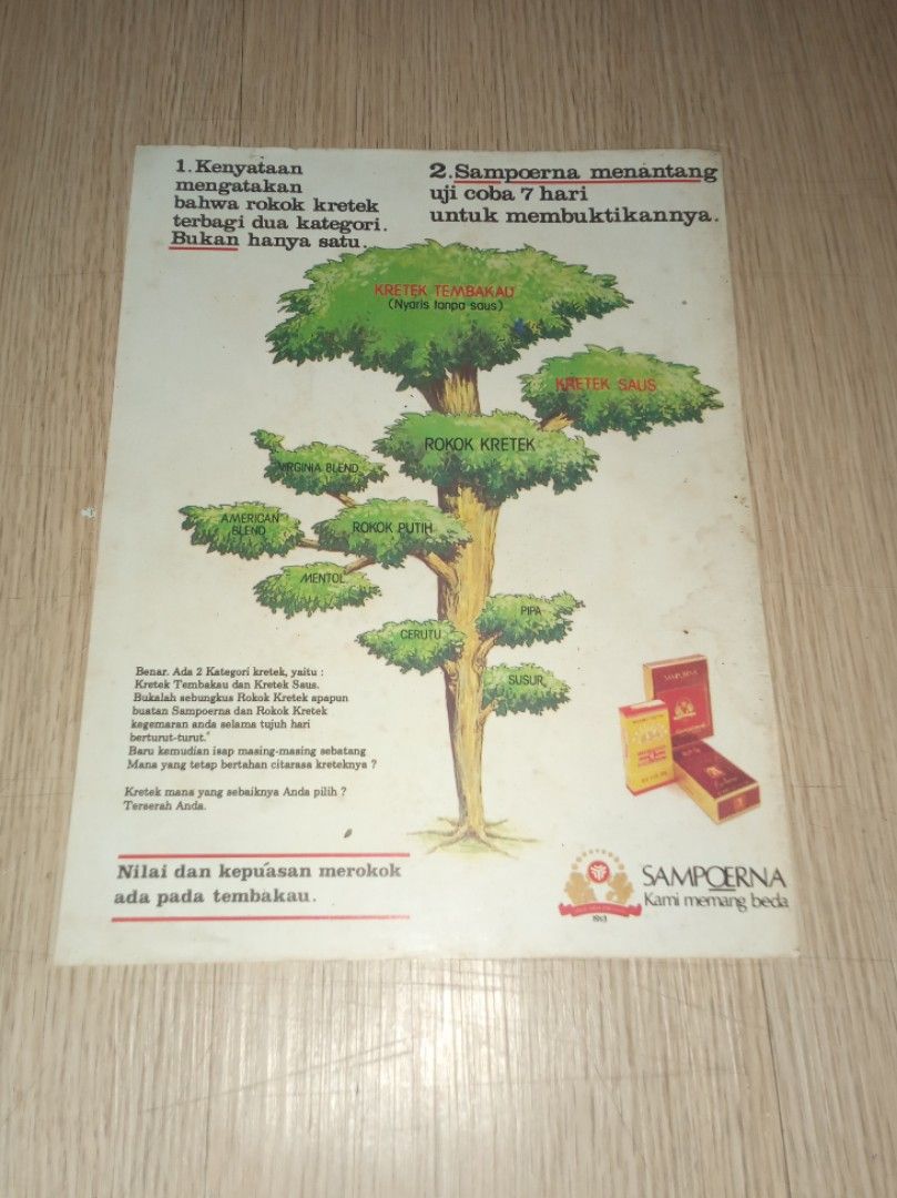 Iklan cetak jadul Rokok Sampoerna, Antik, Pajangan di Carousell