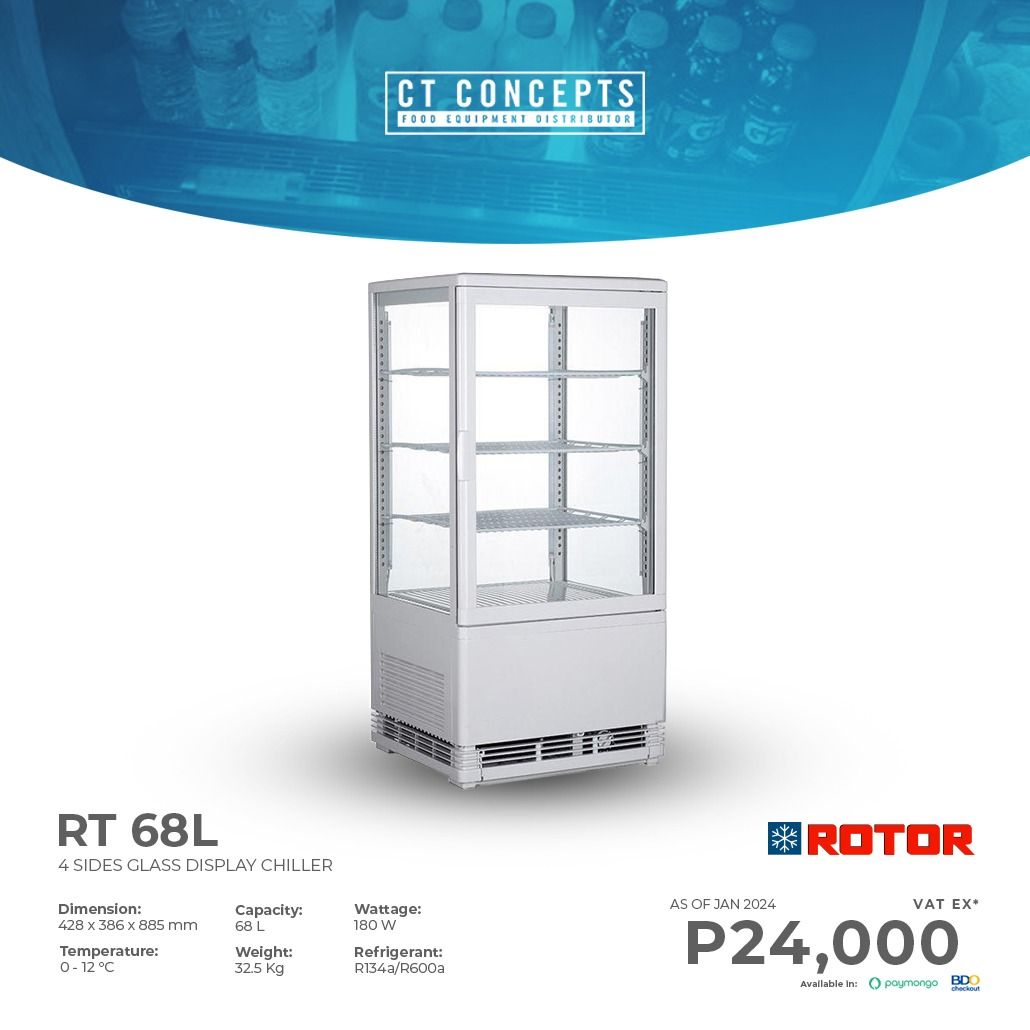 ROTOR COUNTERTOP 4 SIDES GLASS DISPLAY CHILLER, TV & Home Appliances ...