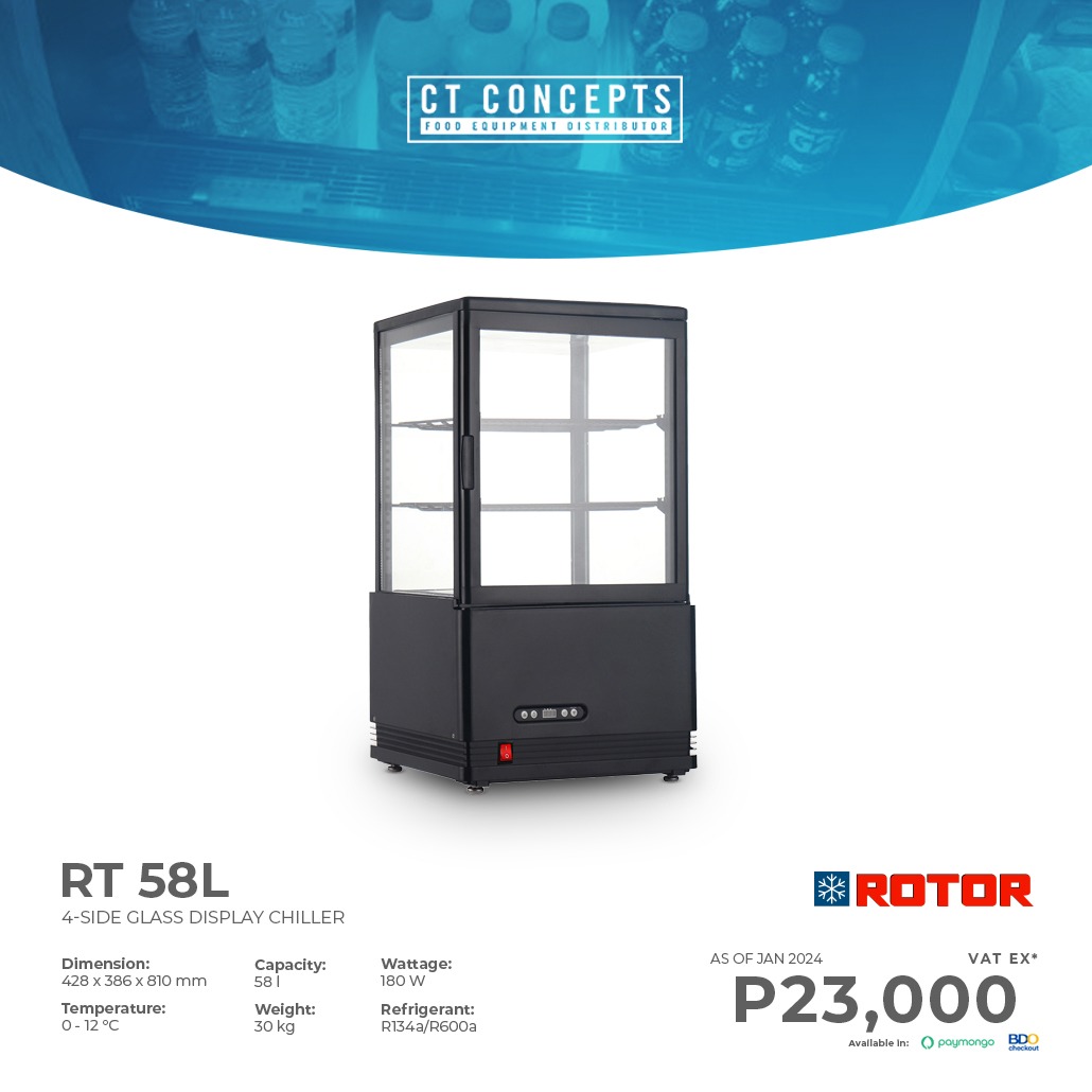 ROTOR COUNTERTOP 4 SIDES GLASS DISPLAY CHILLER, TV & Home Appliances ...