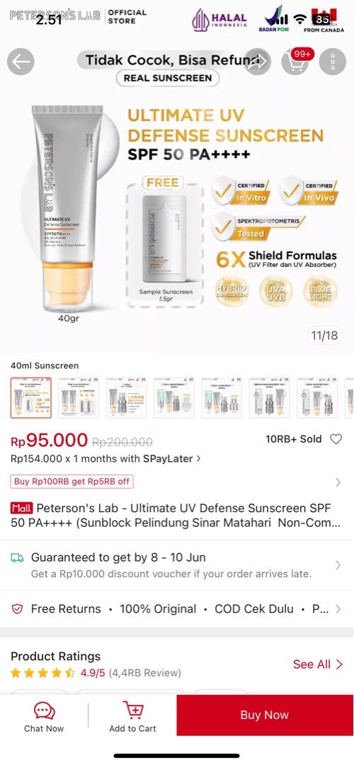 Sunscreen NEW Peterson's Lab SPF 50/PA++++, Kesehatan & Kecantikan, Kulit, Sabun & Tubuh di ...