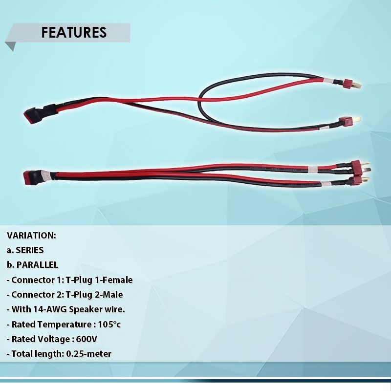 T-PLUG CONNECTOR FEMALE SERIES/ PARALLEL to DUAL T-PLUG MALE Y SPLITTER ...
