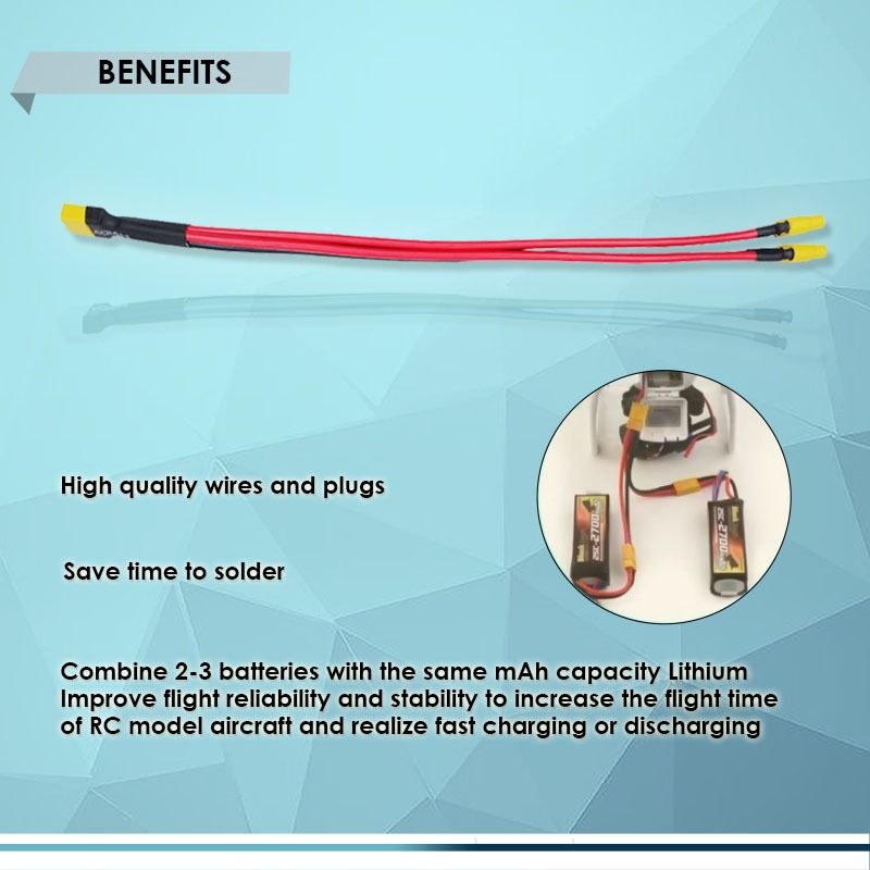 XT60 MALE/FEMALE SERIES BATTERY CONNECTOR CABLE Y SPLITTER EXTENSION ...
