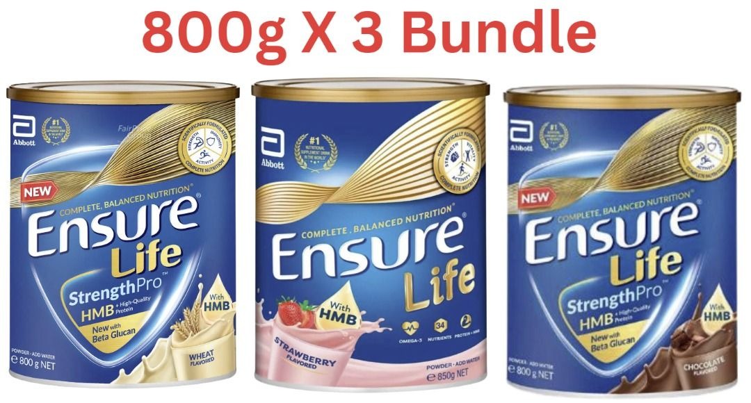 Abbott Ensure Life StrengthPro Strength Pro Milk Powder 800g X3 Bundle Can Milk Adult Strength ...