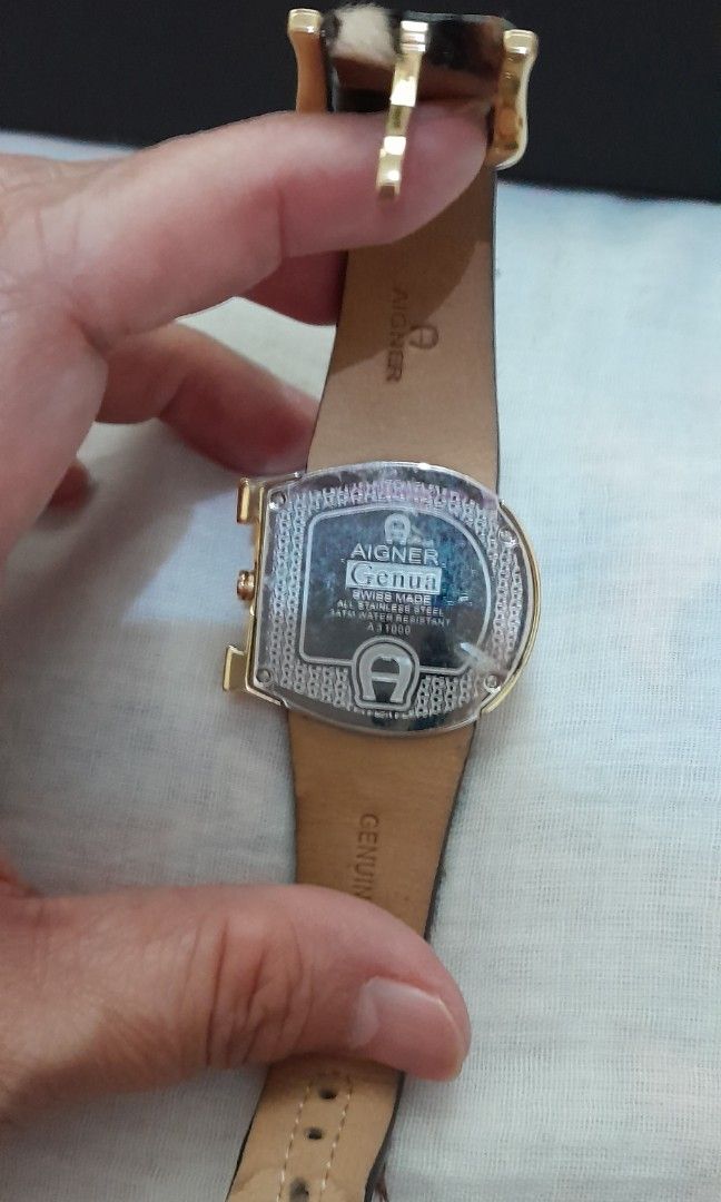 Aigner Brown Stainless Steel Leather Genua Watch, Barang Mewah, Jam ...