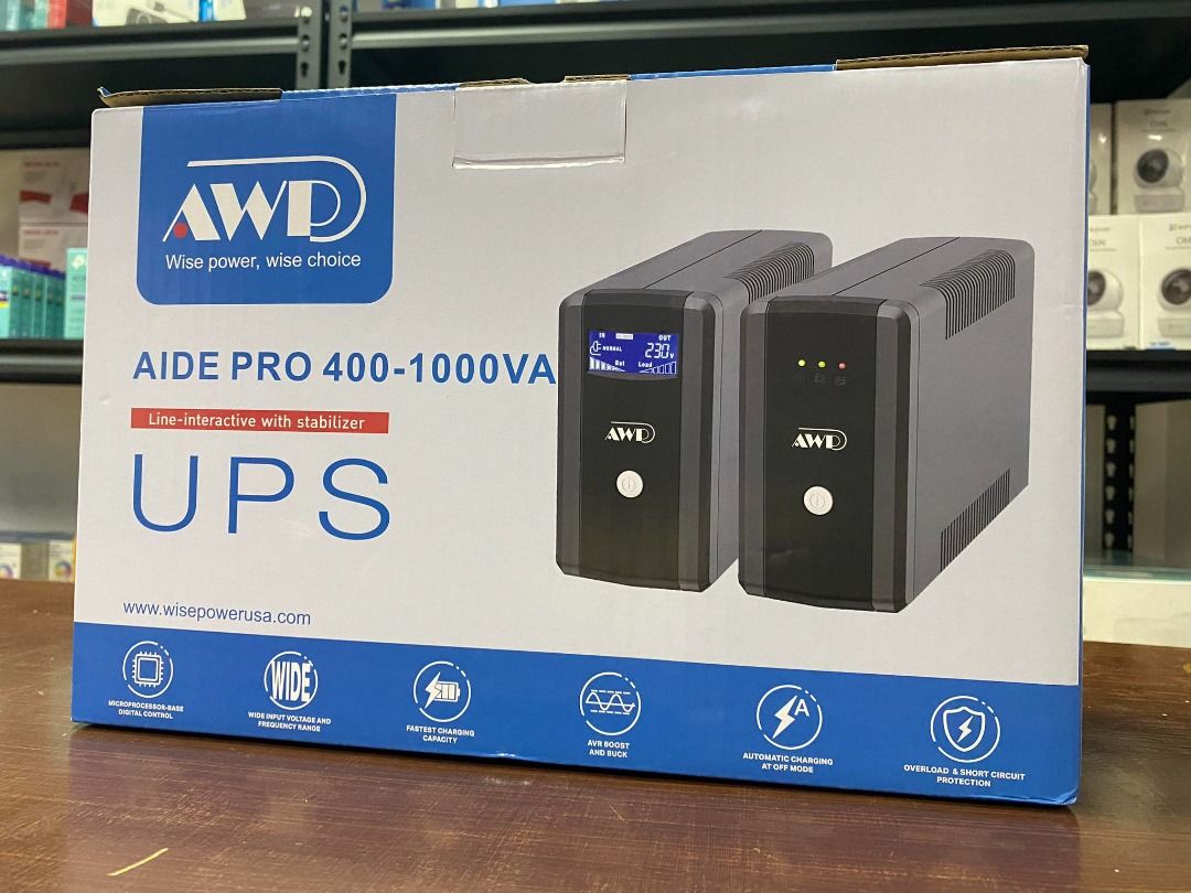 AWP AID1000 PRO LCD 1KVA/600W Line Interactive 4 Sockets LCD Display ...
