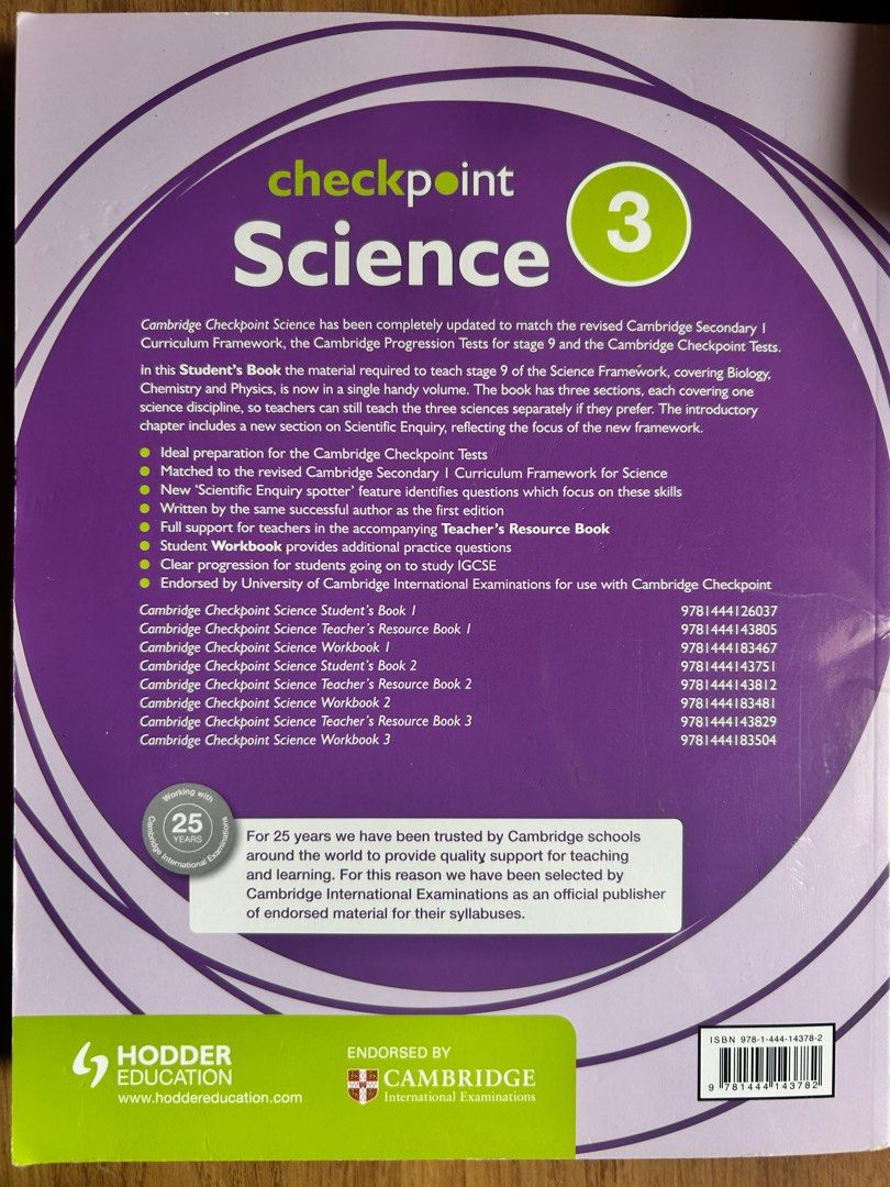 Cambridge checkpoint Science checkpoint 3, Hobbies & Toys, Books ...
