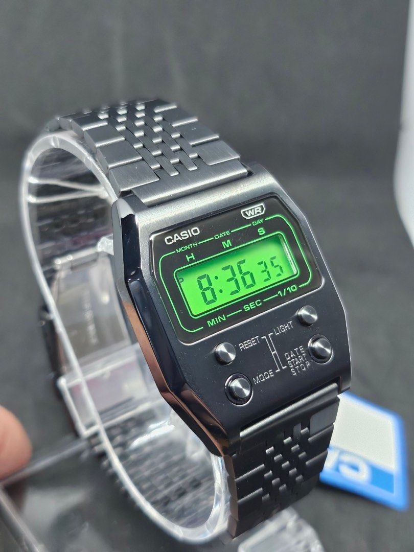CASIO卡西歐 電子數位 A1100B-1 (黑色離子) 全不鏽鋼 (經典復古潮流), 他的時尚, 手錶及配件, 手錶在旋轉拍賣