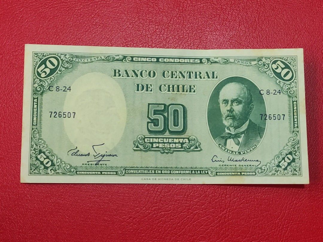 Chile | 50 Pesos 1958, Hobbies & Toys, Memorabilia & Collectibles ...