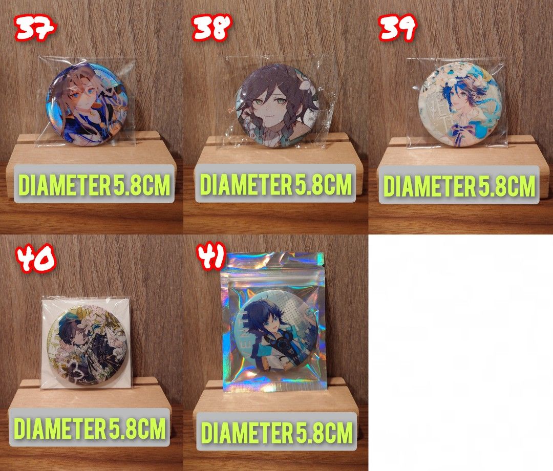 [CLEARANCE; Fan Merch] Genshin Impact - Assorted Badges 3, Hobbies ...