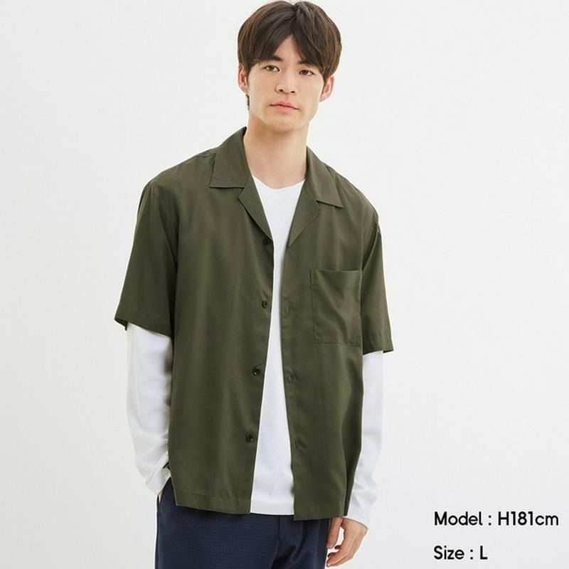 GU MEN'S OPEN COLLAR SHORT SLEEVED SHIRT, Men's Fashion, Tops & Sets, Tshirts & Polo Shirts on ...