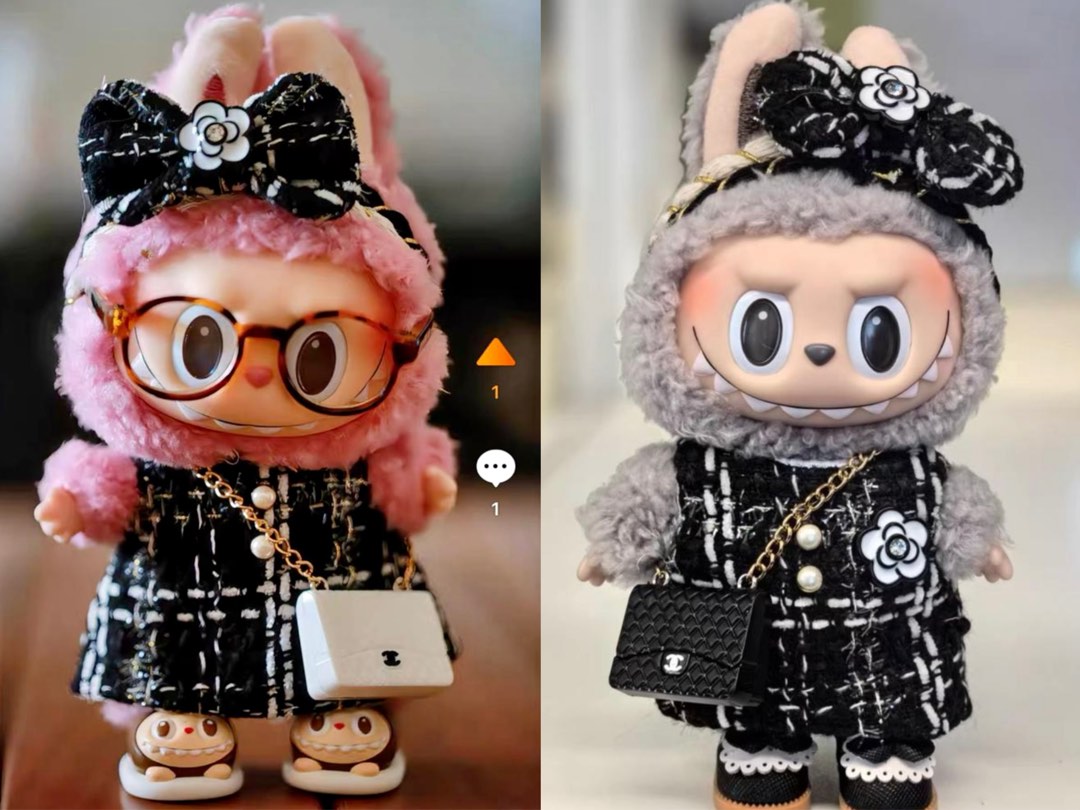 Labubu Chanel 似的套裝 Chanel like dress, headband, handbag, 興趣及遊戲, 玩具 & 遊戲 ...