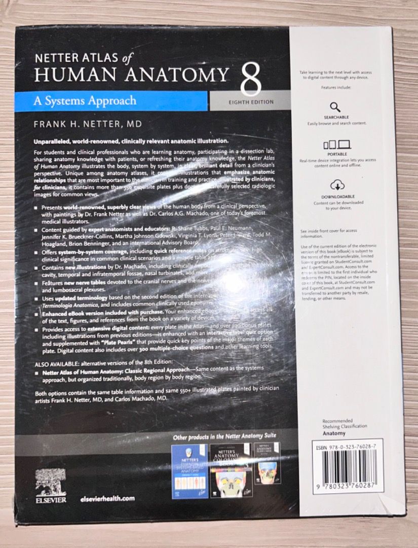 Netter Atlas of Human Anatomy: A Systems Approach 8th Edition, Hobbies ...