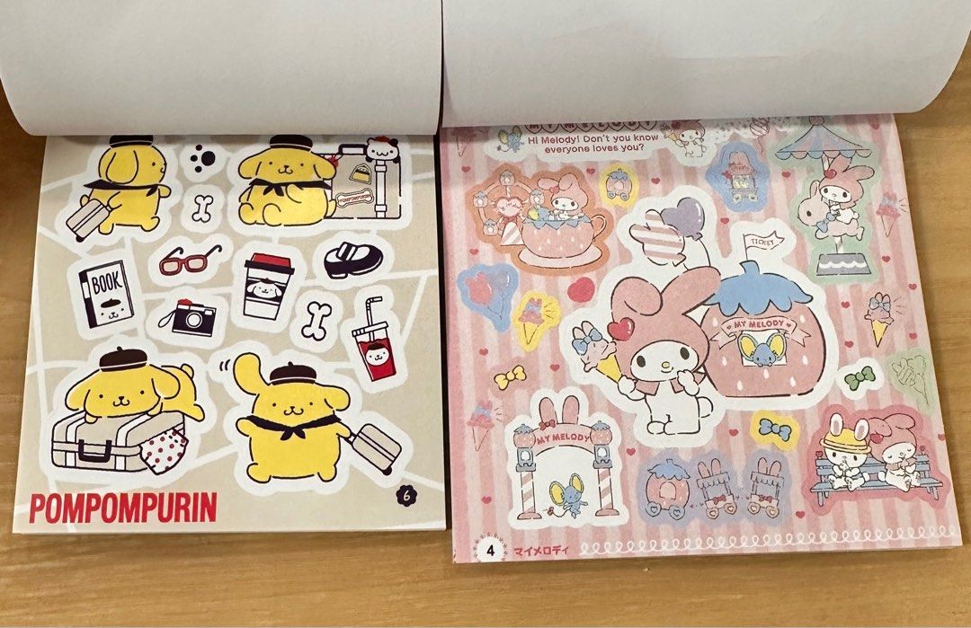 (NEW) Sanrio Assorted Sticker Booklet, 24 sheets/book - Pompompurin ...