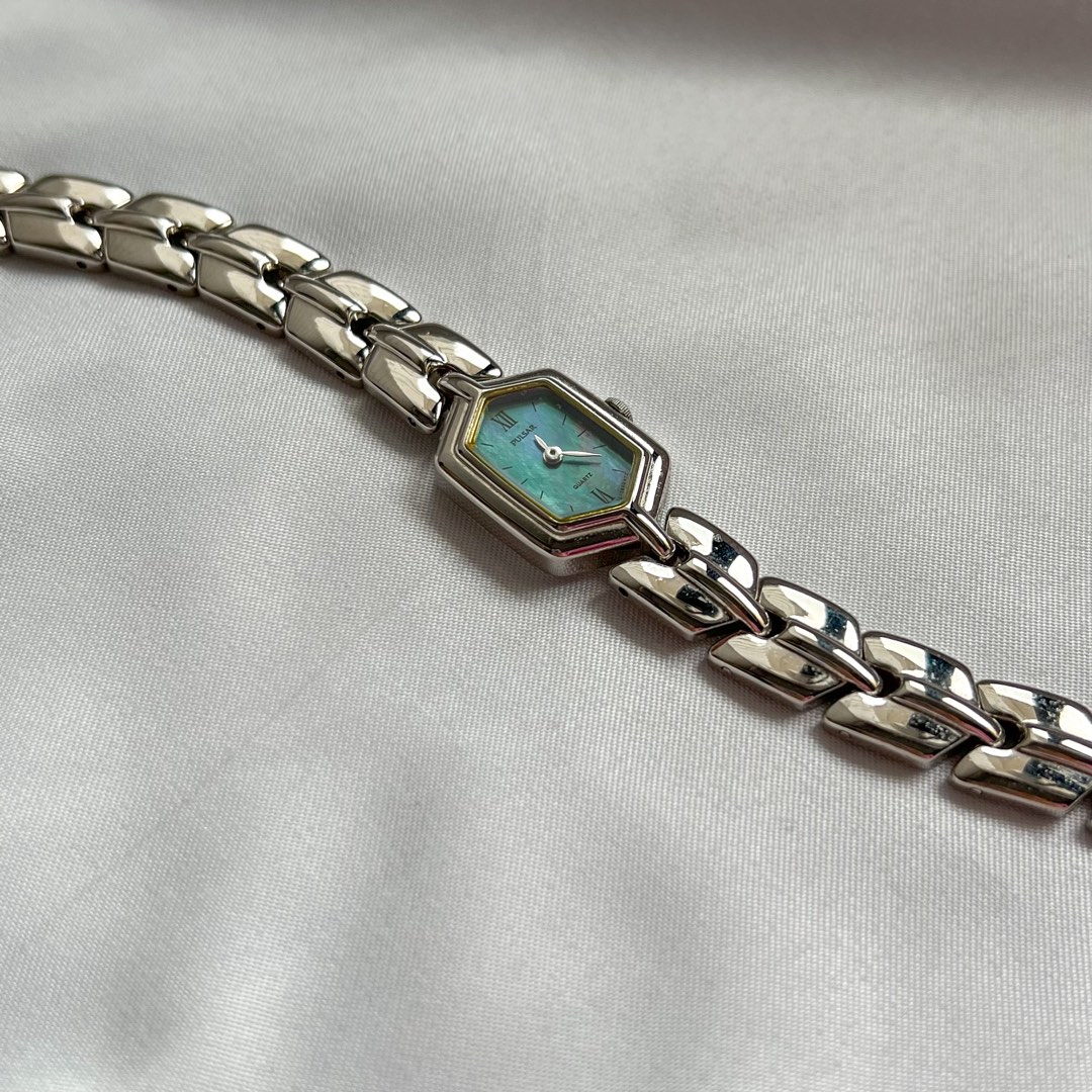 Pulsar by Seiko Purple & Teal Iridescent Dial Silver Watch, Women's ...