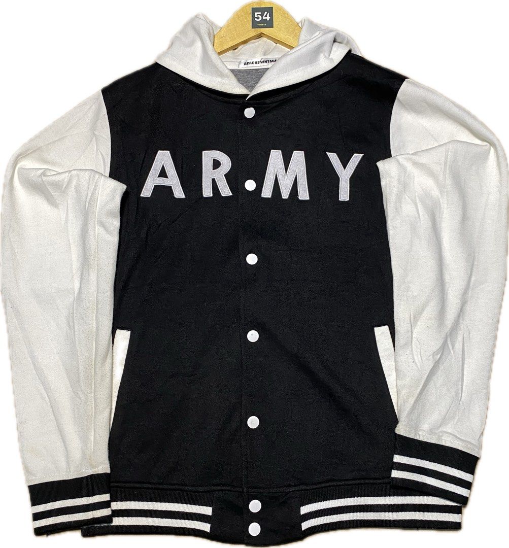 VARSITY JACKET | ARMY | APACHE VINTAGE, Fesyen Pria, Pakaian , Atasan ...