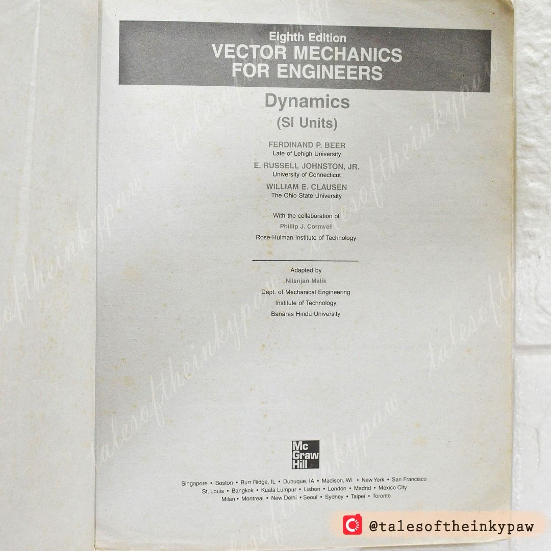 Vector Mechanics for Engineers: Dynamics (8th ed. in SI units) by ...
