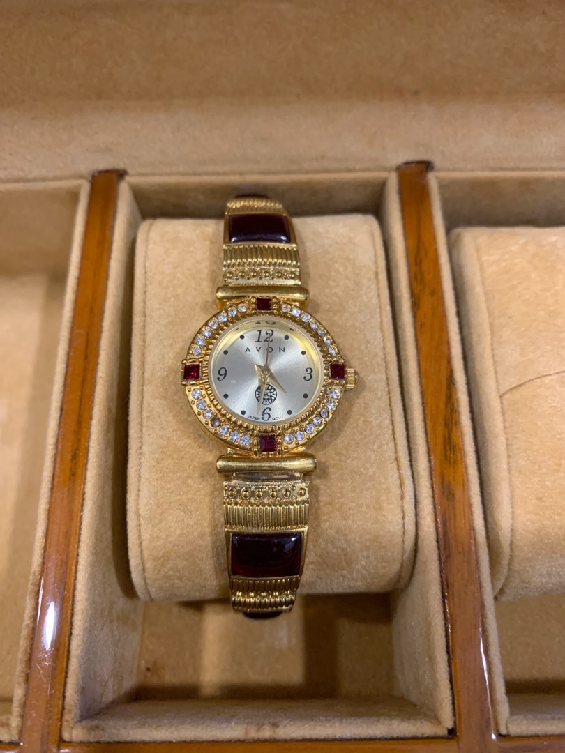 Vintage Avon women gold tone watch with crystals, Women's Fashion ...