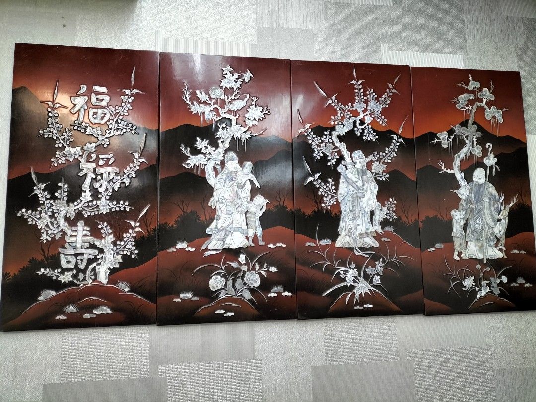 Vintage Fu Luk Sou wall art pieces, Furniture & Home Living, Home Decor ...