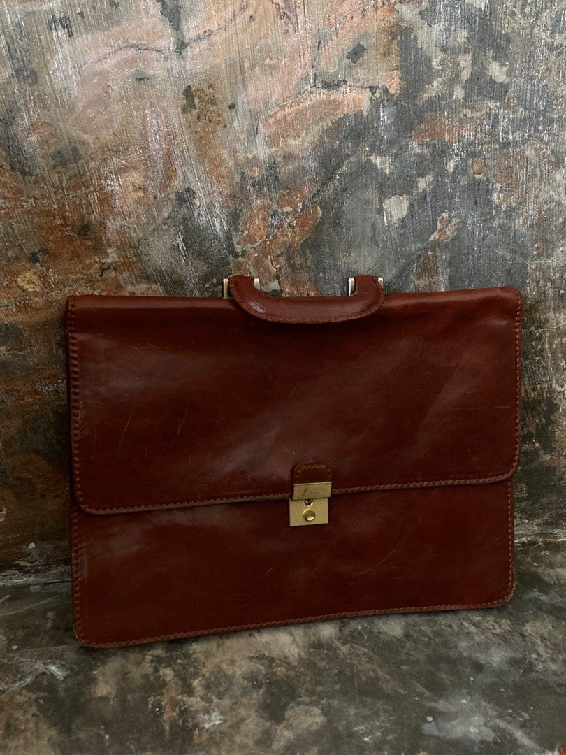 Vintage Leather Briefcase, Men's Fashion, Bags, Briefcases on Carousell