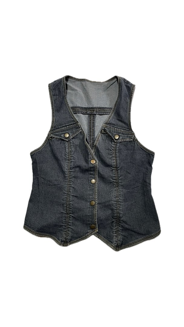 Y2k Denim Vest, Women's Fashion, Coats, Jackets and Outerwear on Carousell