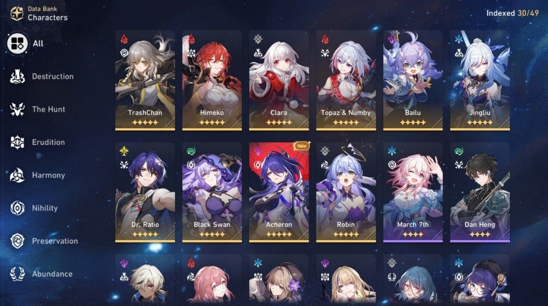 19x5* Acheron+sign LC, Jingliu+sign LC, Black Swan, Robin, Topaz, Dr ...