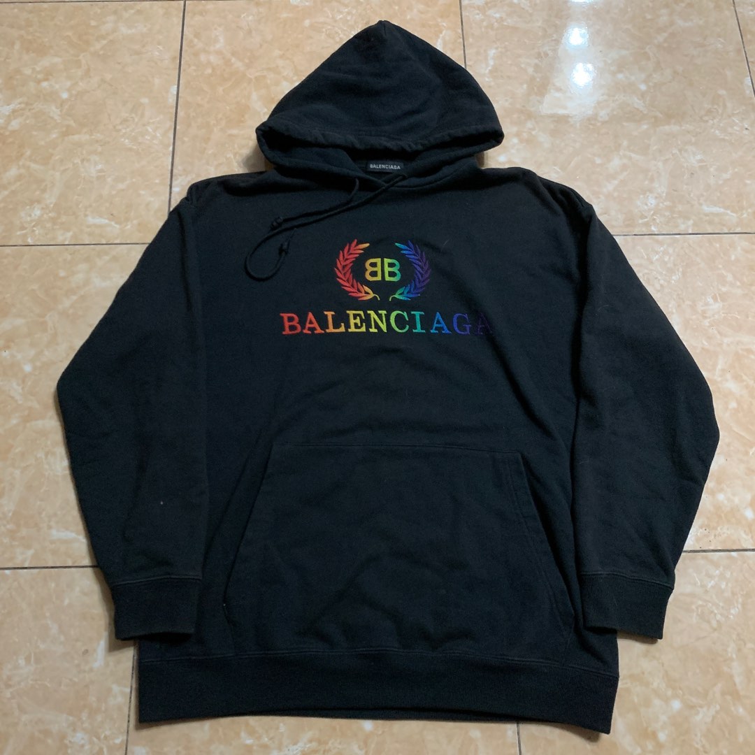Balenciaga embriod design, Men's Fashion, Tops & Sets, Hoodies on Carousell