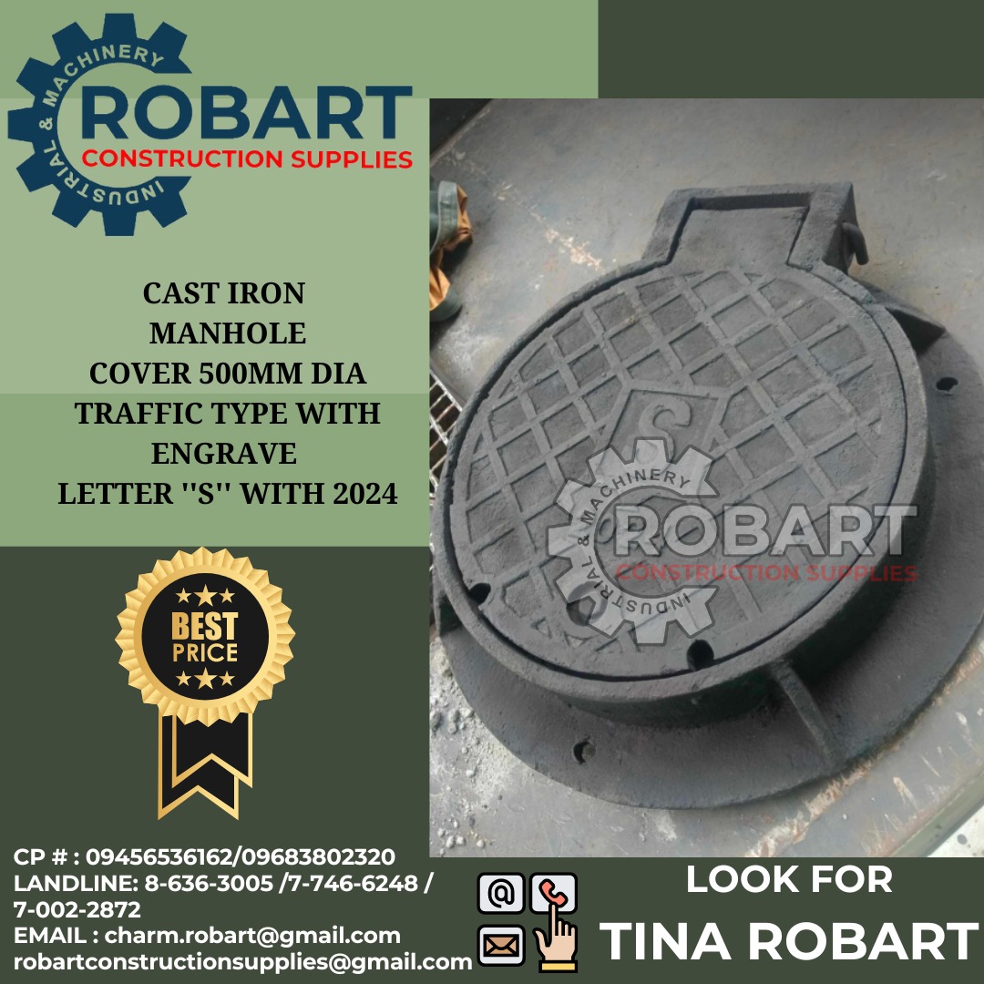 Cast iron Manhole Cover 500mm dia TRAFFIC TYPE with engrave letter ''S ...