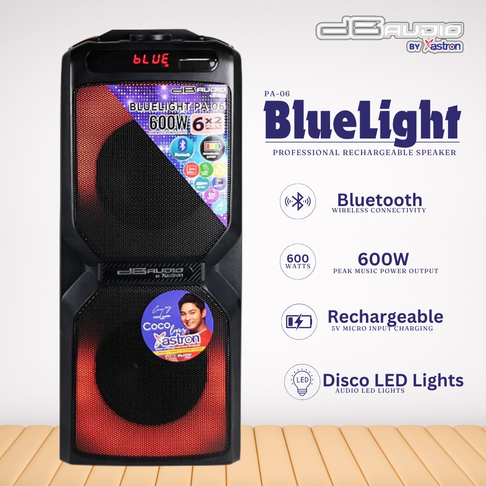 DBaudio BLUELIGHT PA-06 600W 6"inch x2 Wireless Bluetooth/FM Radio/USB ...