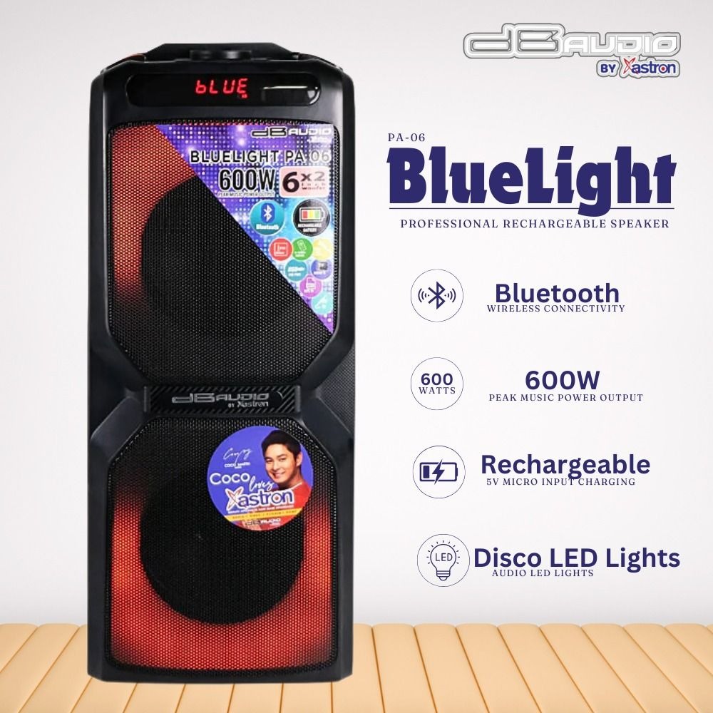DBaudio BLUELIGHT PA-06 600W 6"inch x2 Wireless Bluetooth/FM Radio/USB ...