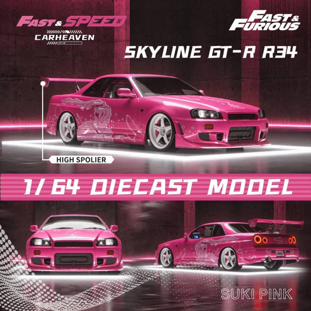 Fast Speed 1/64 Scale Nissan Skyline GT-R R34 Z-Tune HighWing FNF Suki ...