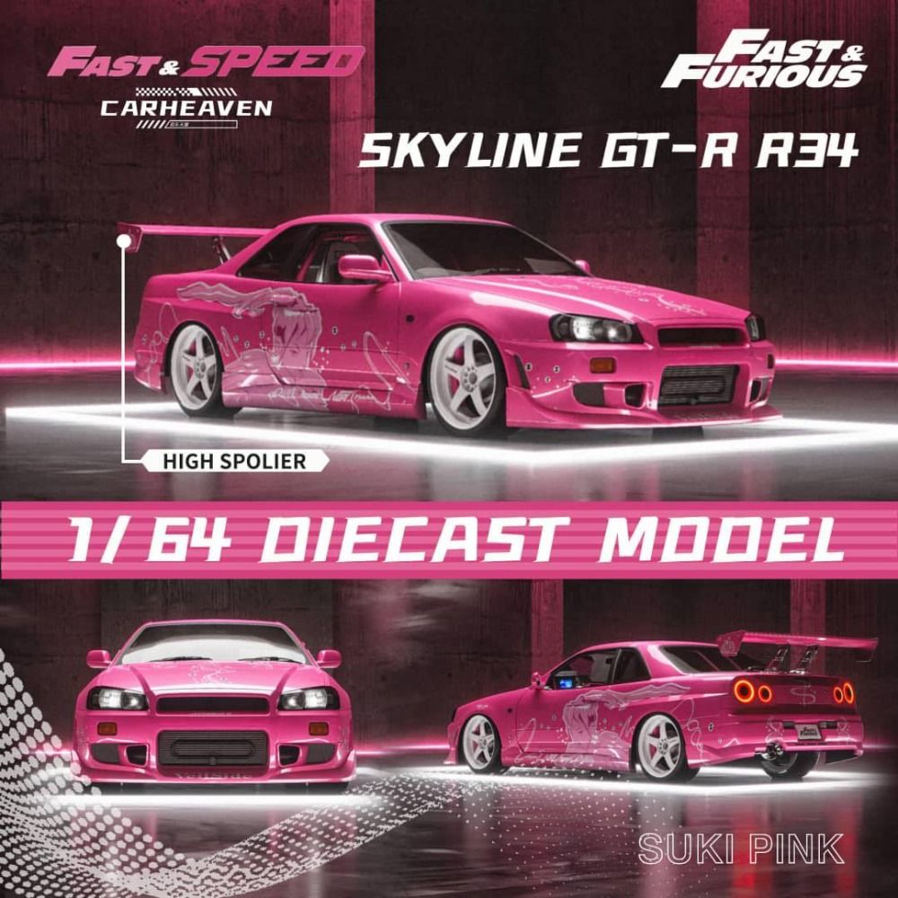 Fast Speed 1/64 Scale Nissan Skyline GT-R R34 Z-Tune HighWing FNF Suki ...