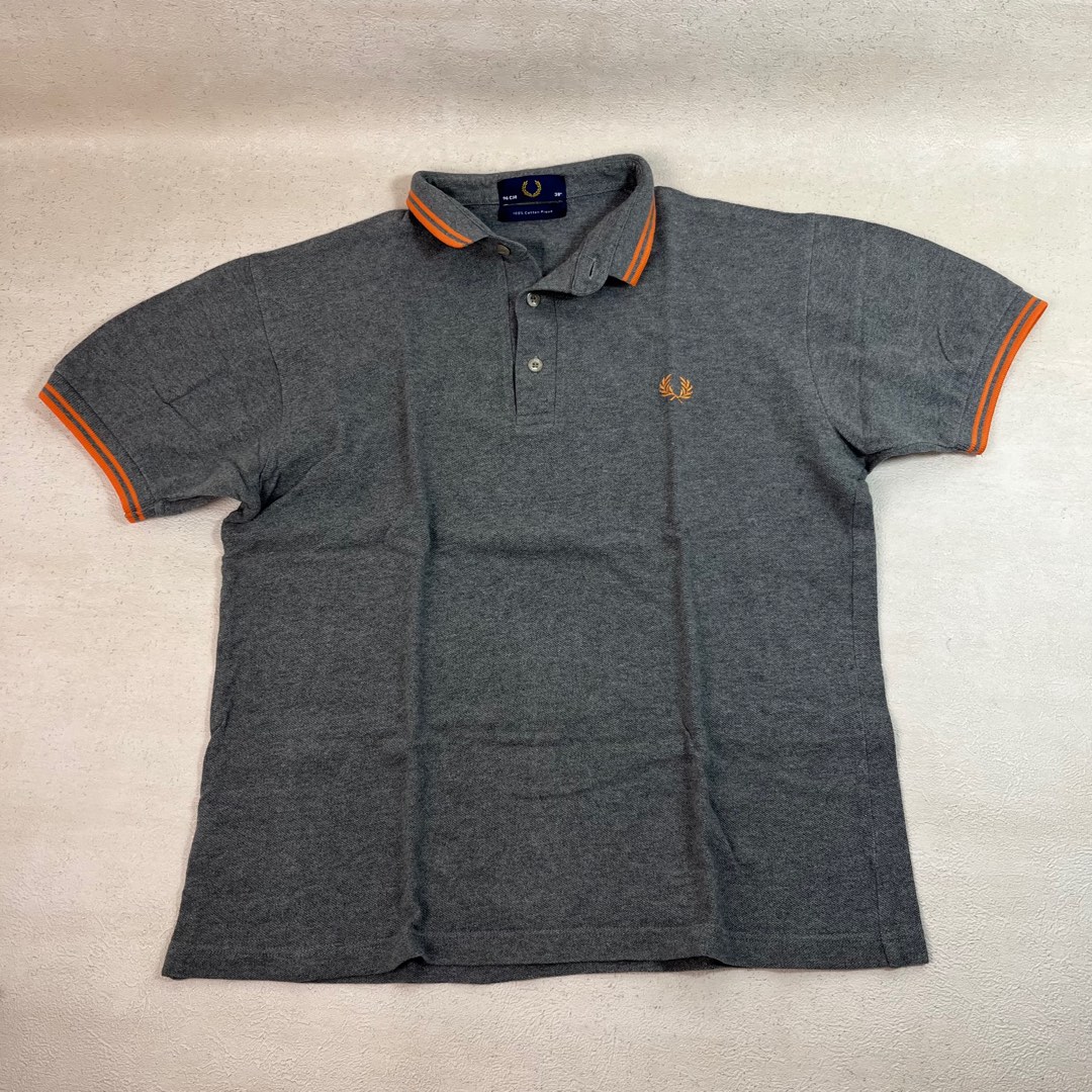 Fred Perry Grey Polo, Fesyen Pria, Pakaian , Atasan di Carousell