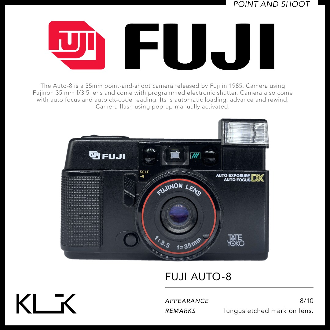 Fuji Auto 8 film camera, Photography, Cameras on Carousell