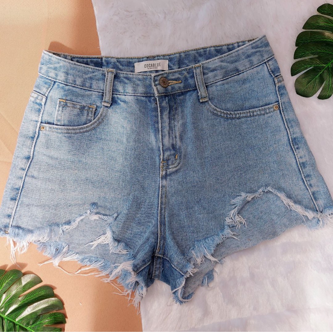 Highwaist Tattered Denim Short, Women's Fashion, Bottoms, Shorts on ...