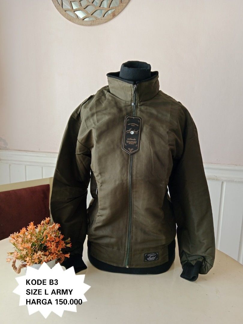 Jaket Dewasa Bahan Denim Warna Army Kode B3, Fesyen Pria, Pakaian ...