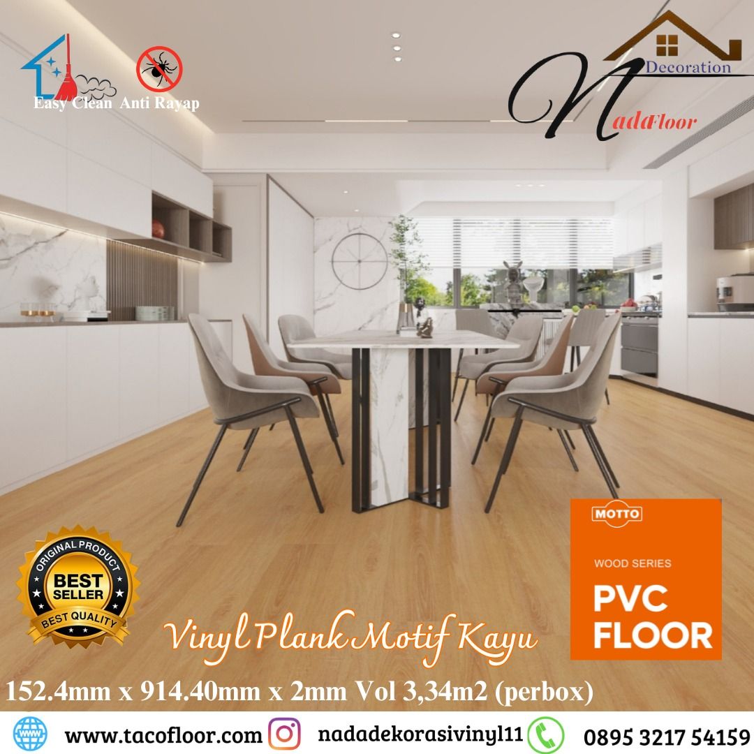 lantai vinyl motif kayu vinyl flooring motto glossy tebal 2 mm harga perbox, Perabotan Rumah di ...