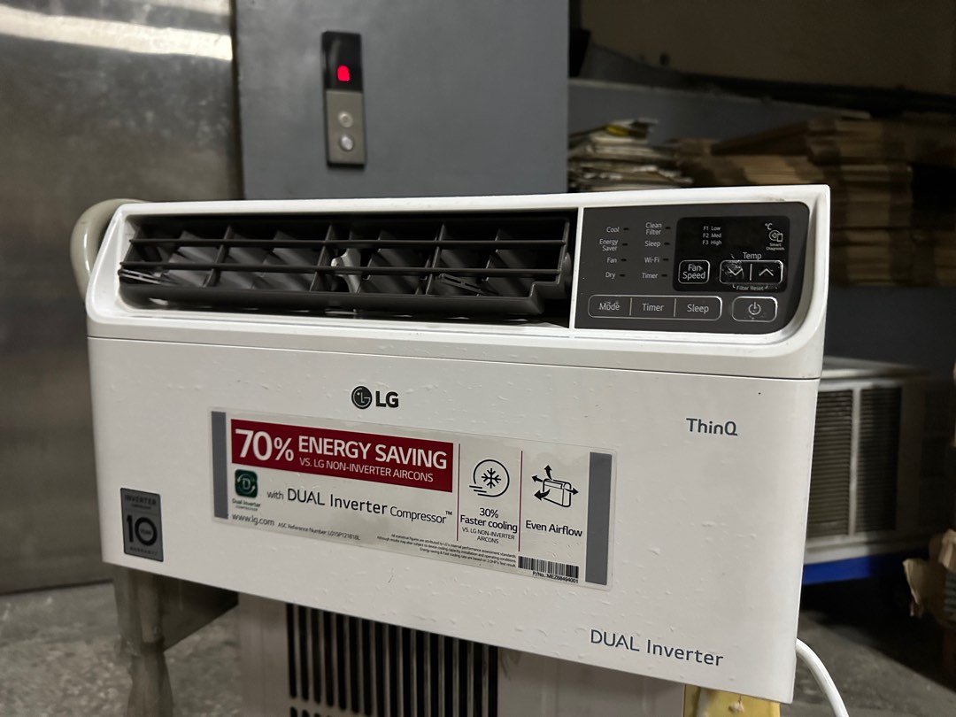 LG Dual Inverter 1hp Window type Aircon La100EC, Furniture & Home ...