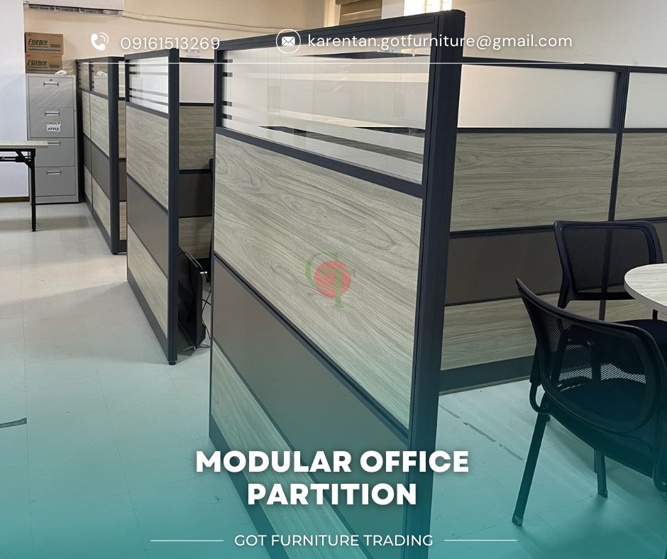 Modular Office Partition | Laminated w/ Glass Partition., Commercial ...