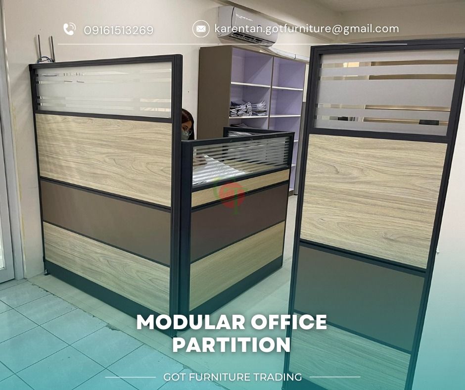 Modular Office Partition | Laminated w/ Glass Partition., Commercial ...