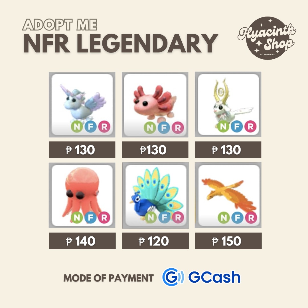 NFR Legendary in Adopt Me (Alicorn, Peacock, Goldhorn, Phoenix, etc ...