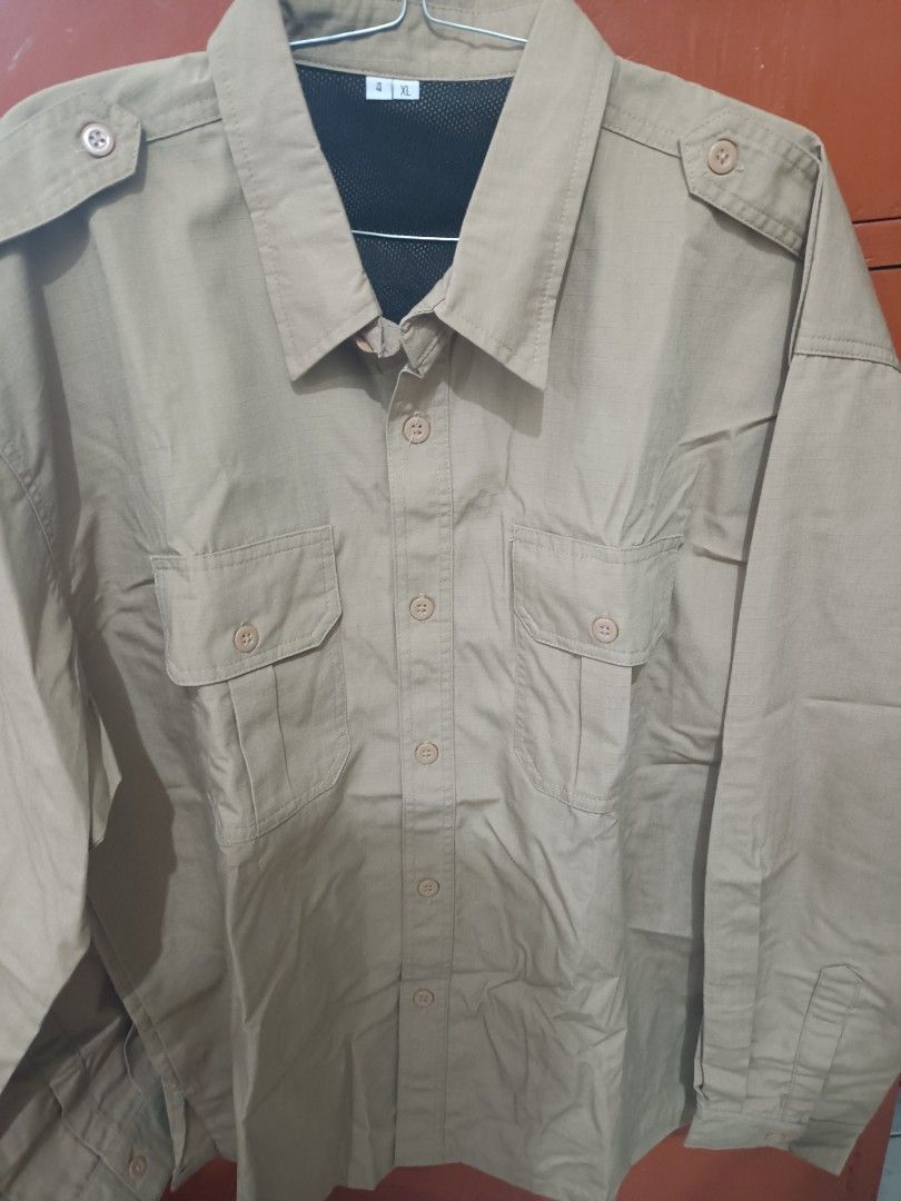 PL 2 Kemeja Lengan Panjang 4XL model Army look like, Fesyen Pria ...
